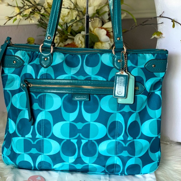 Coach | Bags | Nwot Rare Coach Daisy Teal Signature Tote Bag | Poshmark